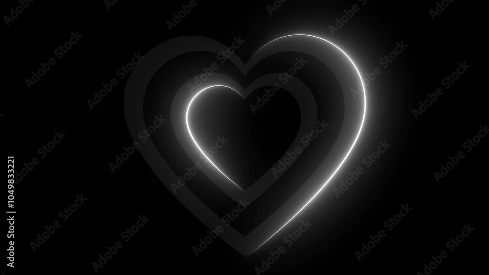 Abstract animated and glowing heart shape background or overlay ...