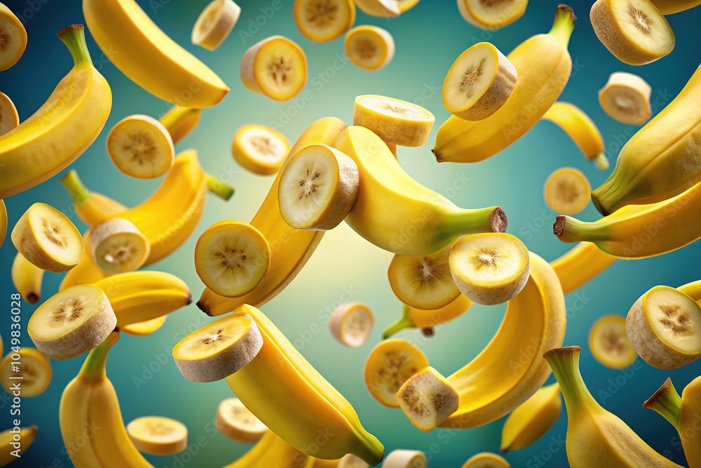 Vibrant banana slices dynamically animated using generative AI ...