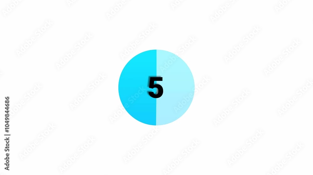 Circle countdown timer ten seconds animation from 10 to 0 seconds on transparent background with ...