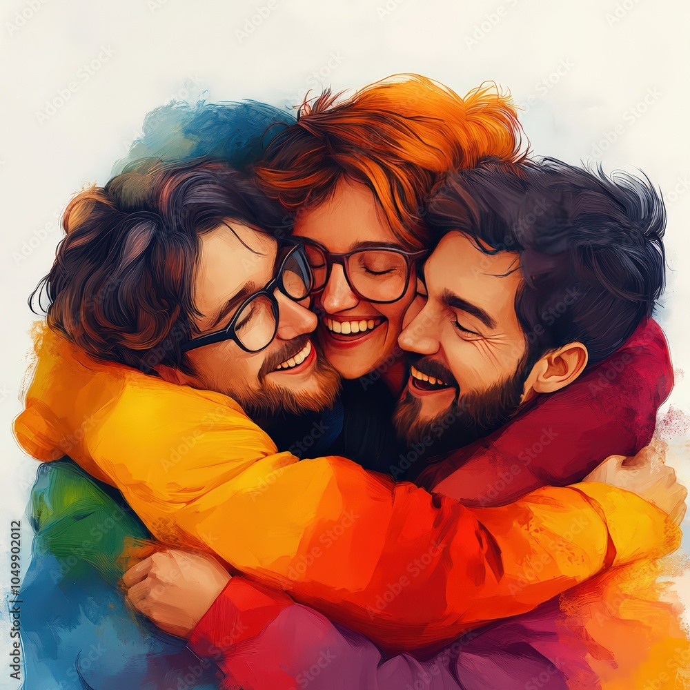 vector art of LGBTQ with hugging and supporting each other Stock ...
