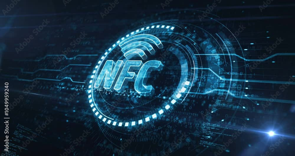 NFC wireless pay mobile phone payment symbol digital concept. Cyber ...