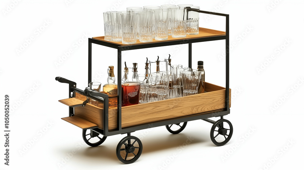 Drink Trolley with Glassware and Bar Accessories | Beverage Storage ...