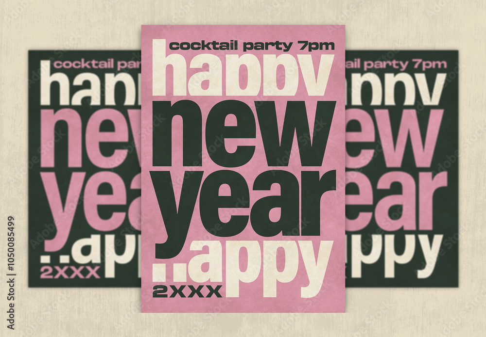 Vintage Poster Layout Design Happy New Year Wishes Typography Stock ...