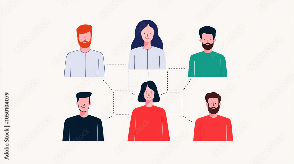 HR management system with a web of connected team members, dynamic ...