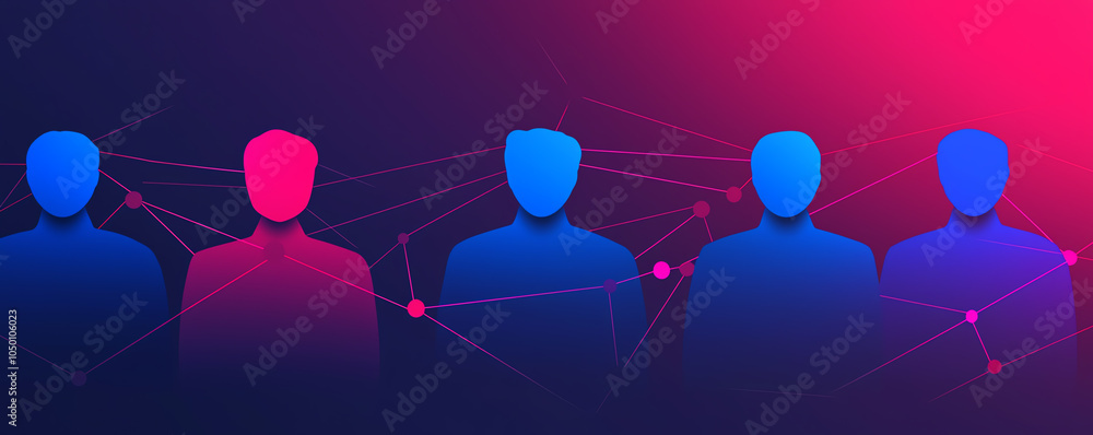 Hightech HR network interface with connected employee nodes, sleek and ...