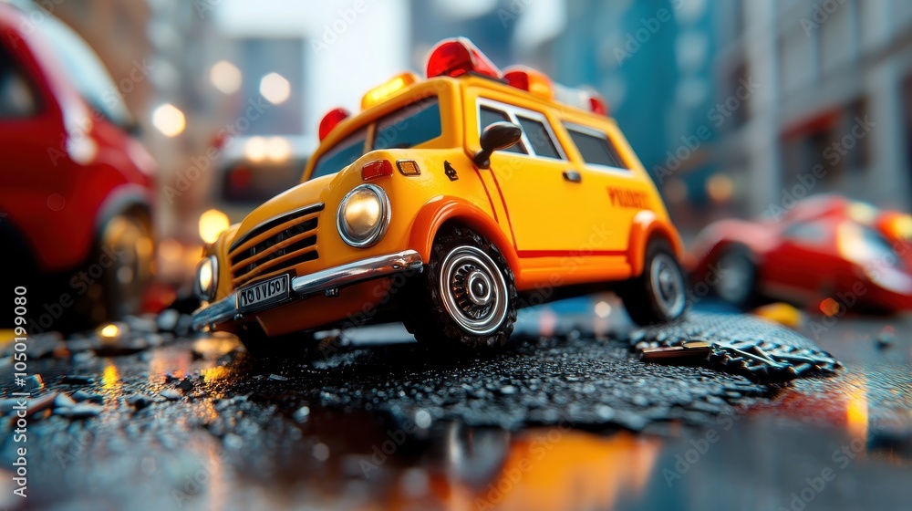 Traffic Accident Scene with Onlookers and Emergency Response Stock ...