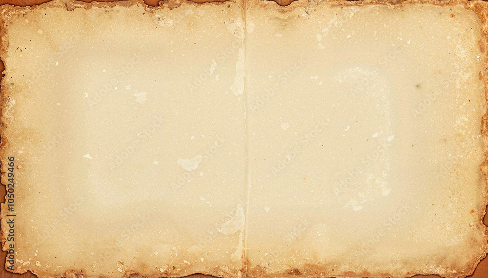 Poster Old faded paper background with distressed edges and center fold ...