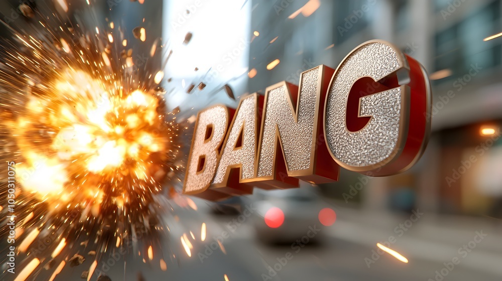 Visually striking 3D text with a bold comic book inspired explosion ...