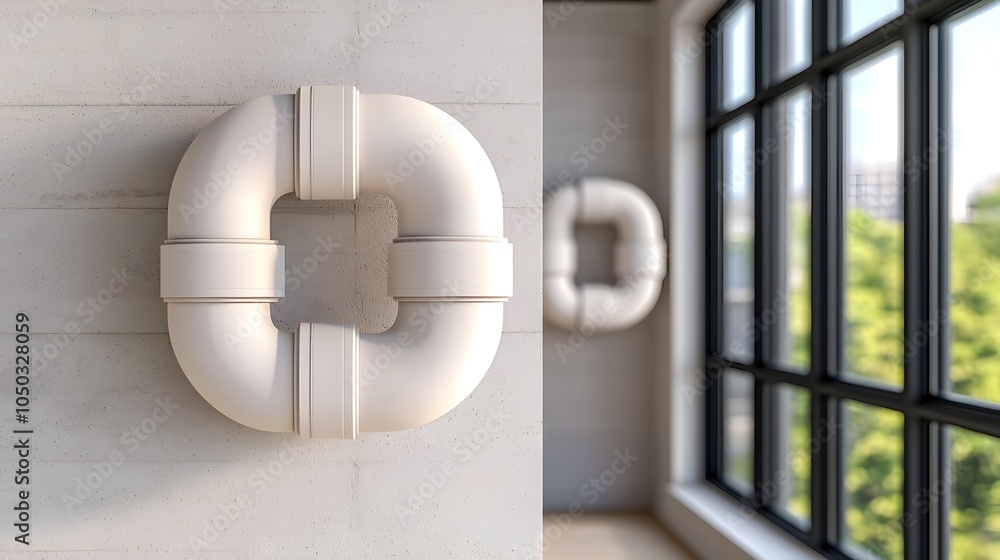 Detailed 3D architectural blueprint of a ventilation system ...