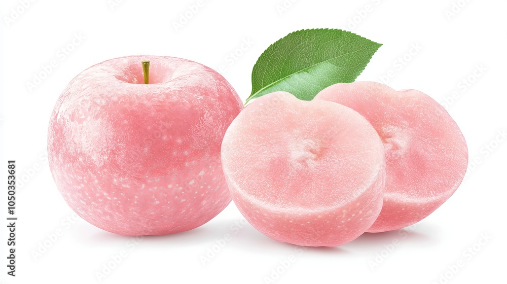 Pink Fuji Apple isolated on white background, Fresh Pink Japanese Apple ...