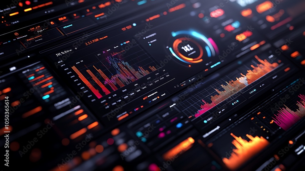 Data dashboard for business intelligence in 3D with modern static ...