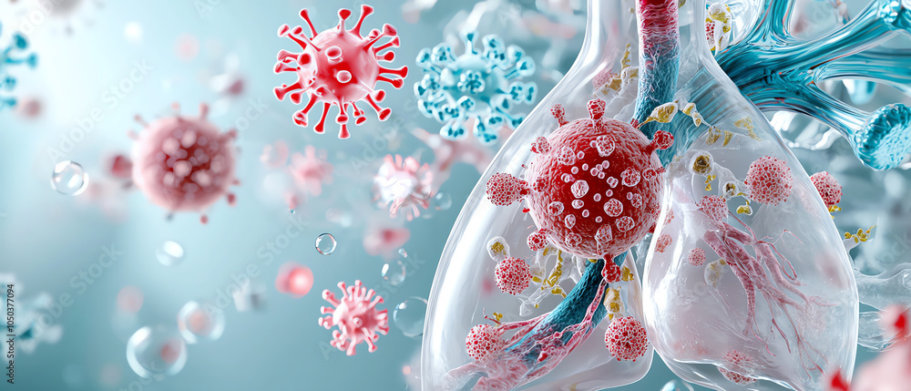 Intricate cross-section of bacteria within human lungs exploring the ...