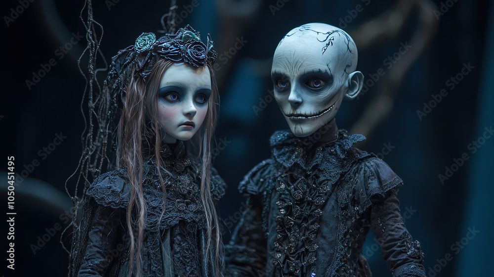 Gothic marionette show featuring intricately designed puppets with ...