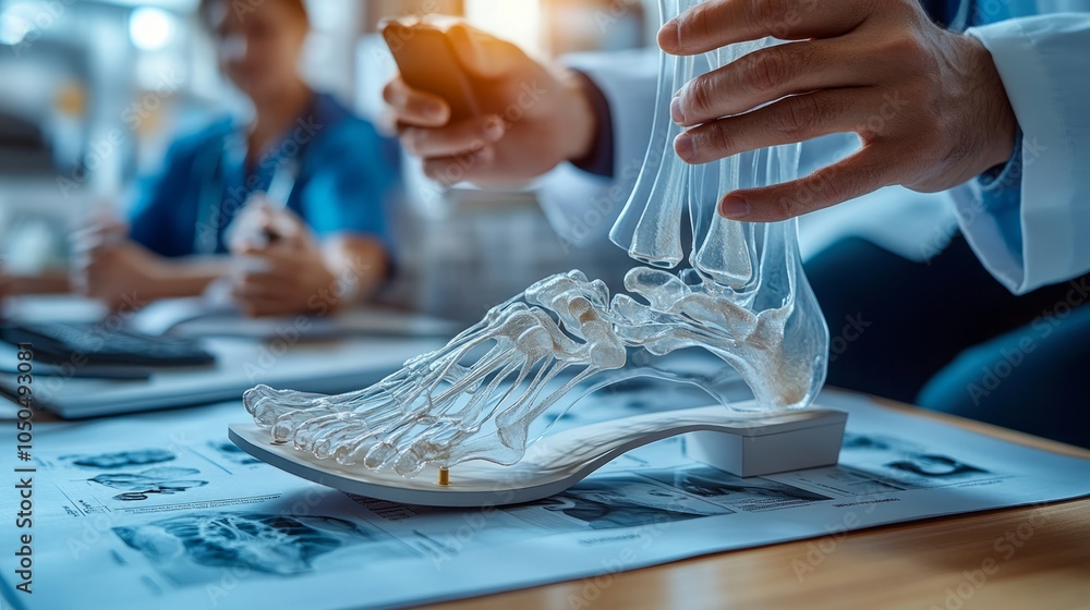 Professional podiatrist conducting detailed foot examination with foot ...