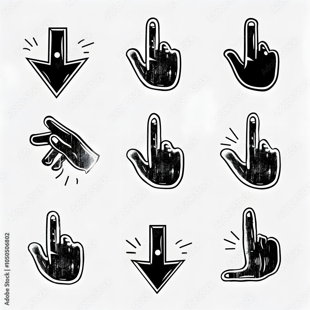 computer mouse click cursor arrow icons set. clicking cursor. hand ...
