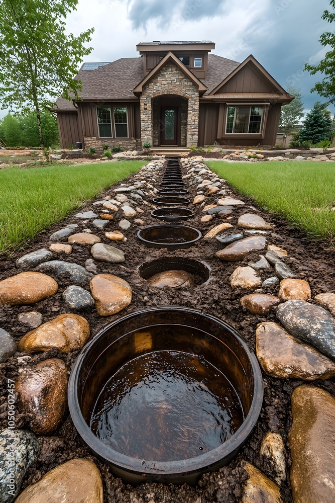 Detailed Diagram of Home Wastewater Treatment System with Septic Tank ...