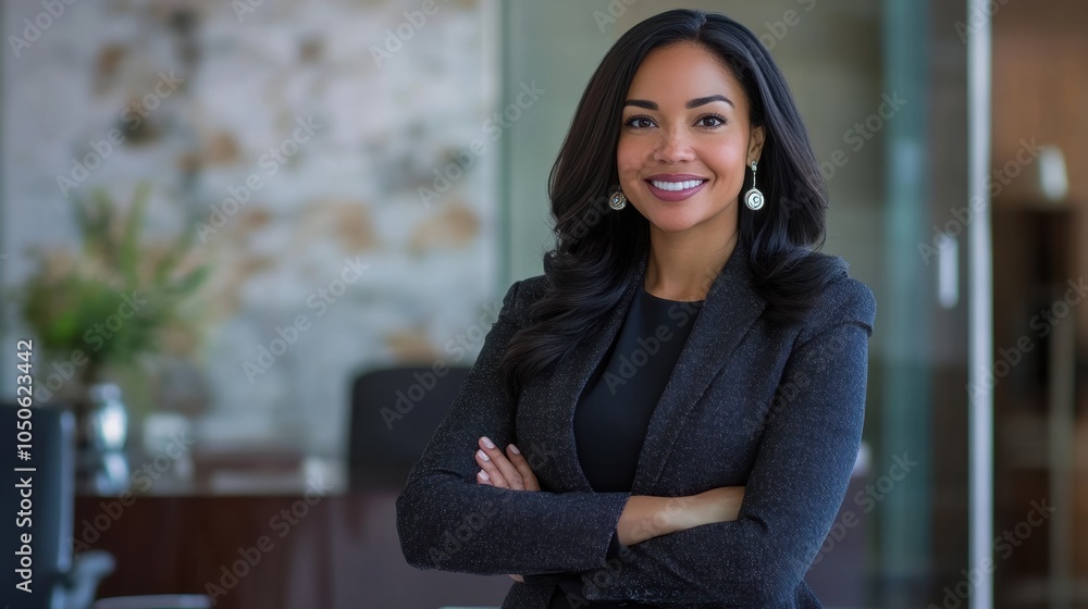 Strong woman leading in a corporate boardroom with confidence ...