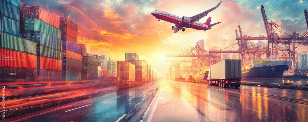 Global logistic hub with import export and container cargo freight ...