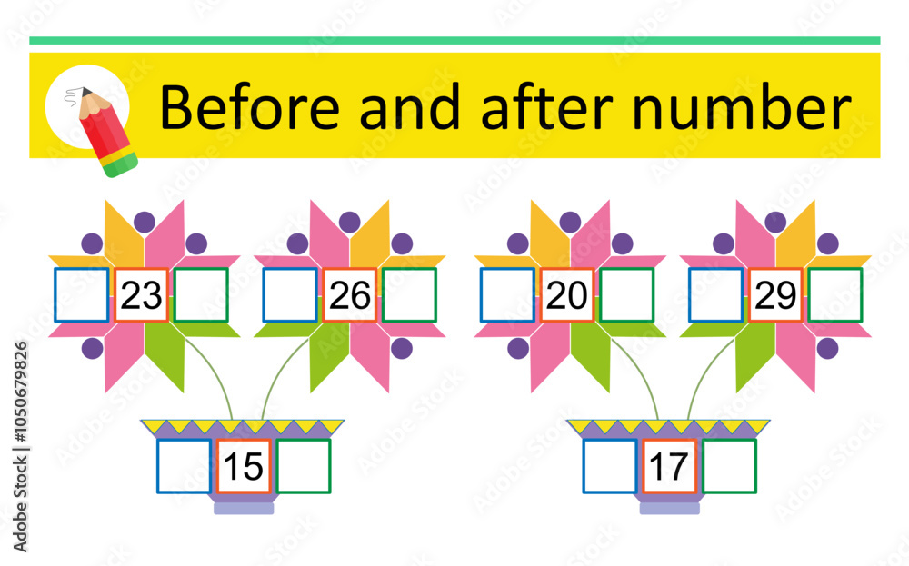 What comes Before and After. Math worksheets for kids. Number range up ...