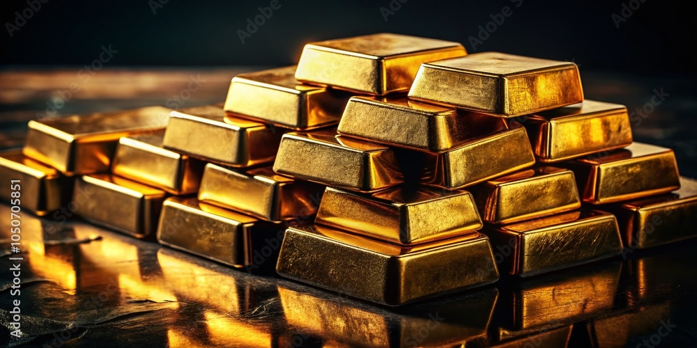 Stacks of Pure Gold Bars on Dark Background - Vintage Style Photography ...