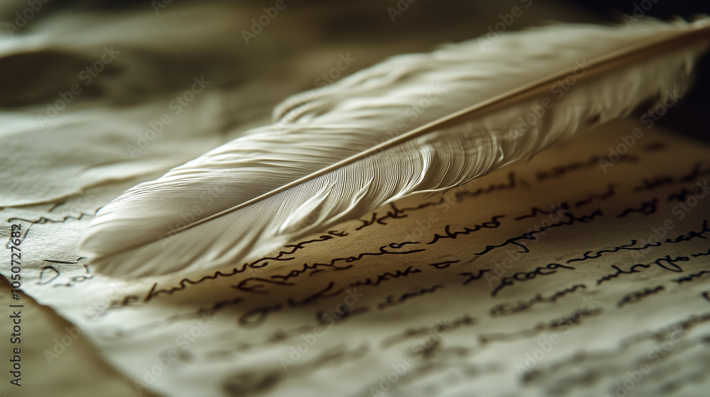 Handwritten Letter with Quill and Soft Lighting Nostalgic Still Life ...