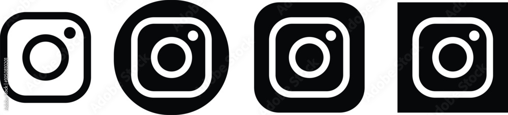 Instagram logo icon in flat set. symbol for smartphone. editorial ...