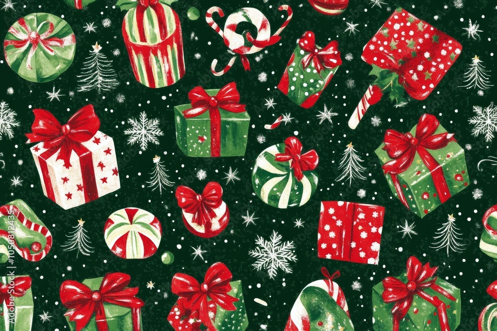 Colorful Christmas-themed fabric rolls featuring festive patterns and ...