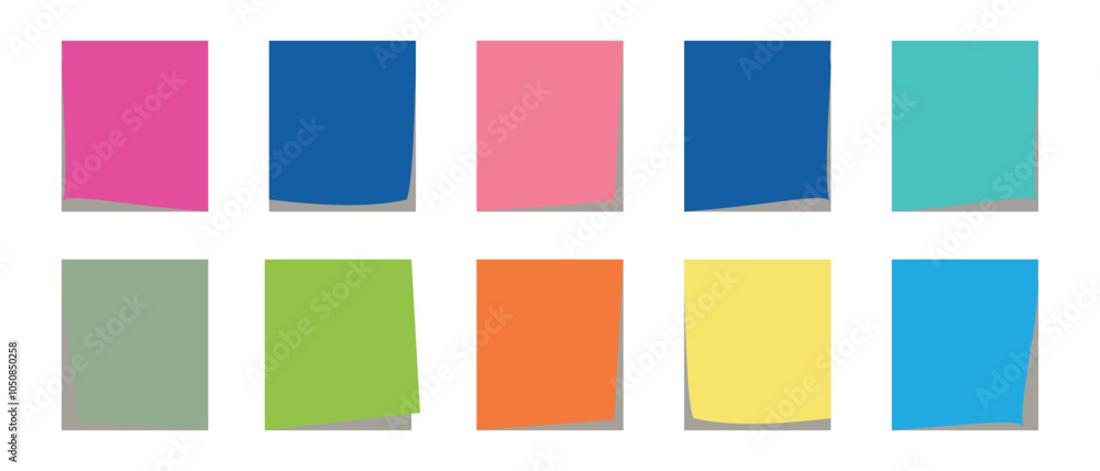 sticky notes and Multicolor post it notes with isolated on transparent ...