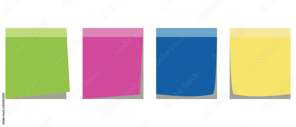 sticky notes and Multicolor post it notes with isolated on transparent ...