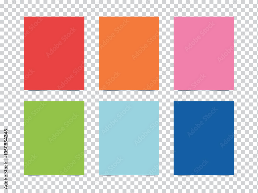 sticky notes and Multicolor post it notes with isolated on transparent ...