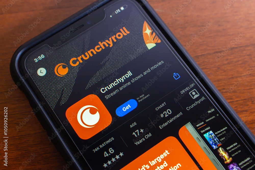 Vancouver, CANADA - Oct 14 2024 : Crunchyroll app is displayed in the App Store on an iPhone ...