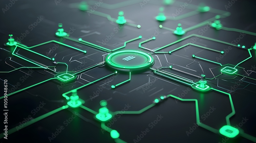 Sleek 3D rendering of a geometric polygon map with glowing nodes and ...