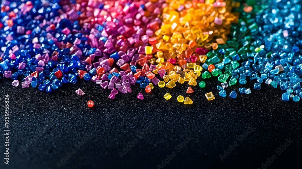Micro Plastics Vividly colored microplastic particles on a black ...