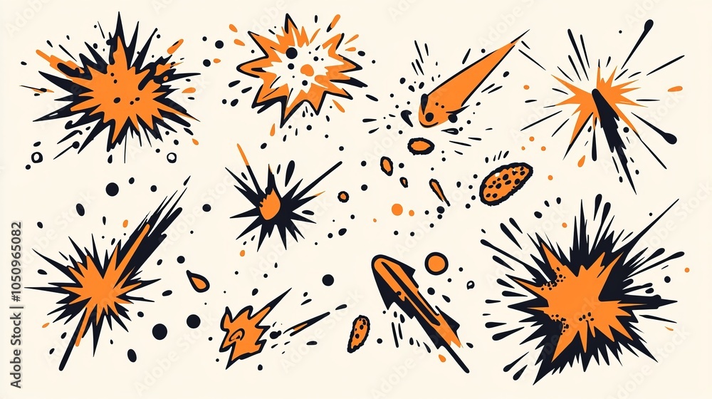 Comic-style hand-drawn graphic elements for movement effects and ...