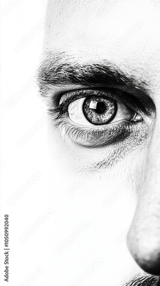 Black and White Close-Up Portrait of a Human Eye with Dramatic Detail ...