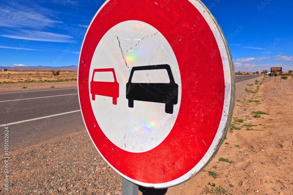 Overtaking Prohibited Sign, No Overtaking Traffic Sign Stock Photo ...