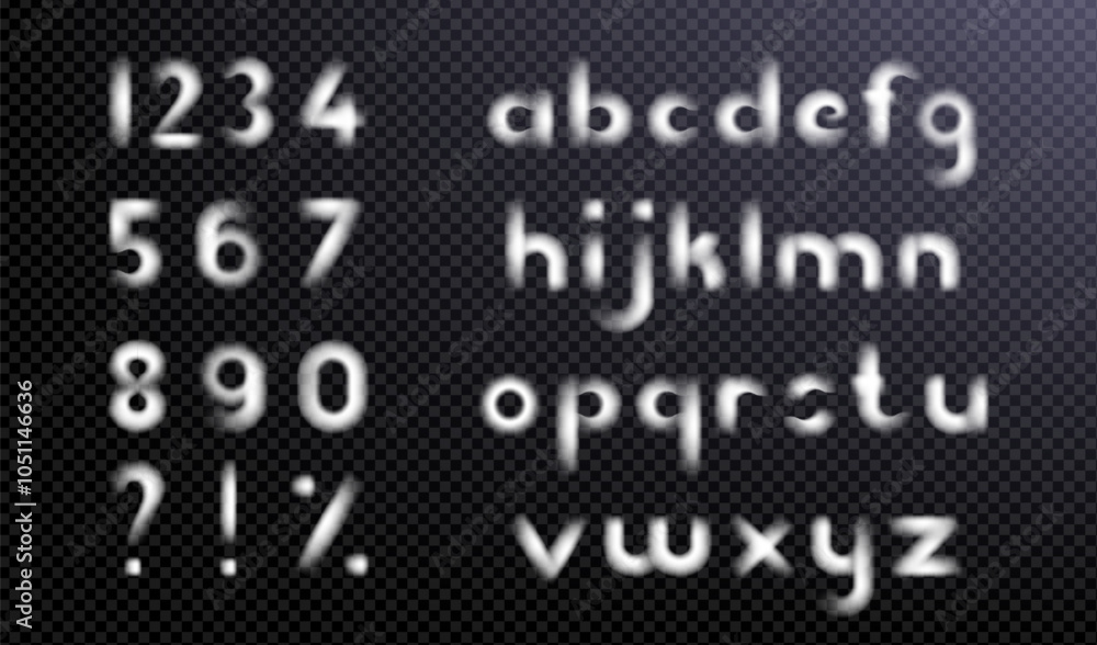 Smoke alphabet, steam font. Vector smoky cloud effect letters of text ...