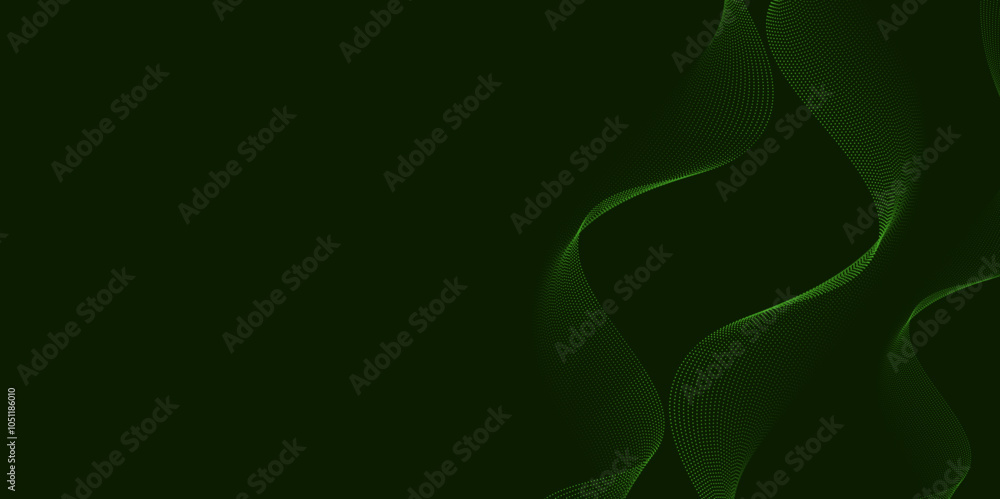 Emerald Green Particle Wave Design with Flowing Lines and Textured ...