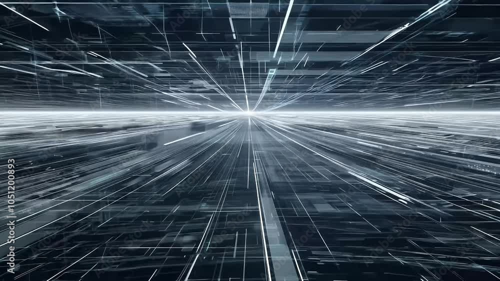 futuristic digital overlay presents monochrome grid pattern black white ...