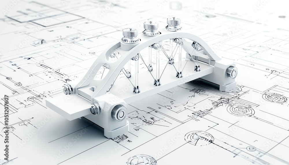 Detailed industrial blueprint of a bridge comprehensive engineering ...
