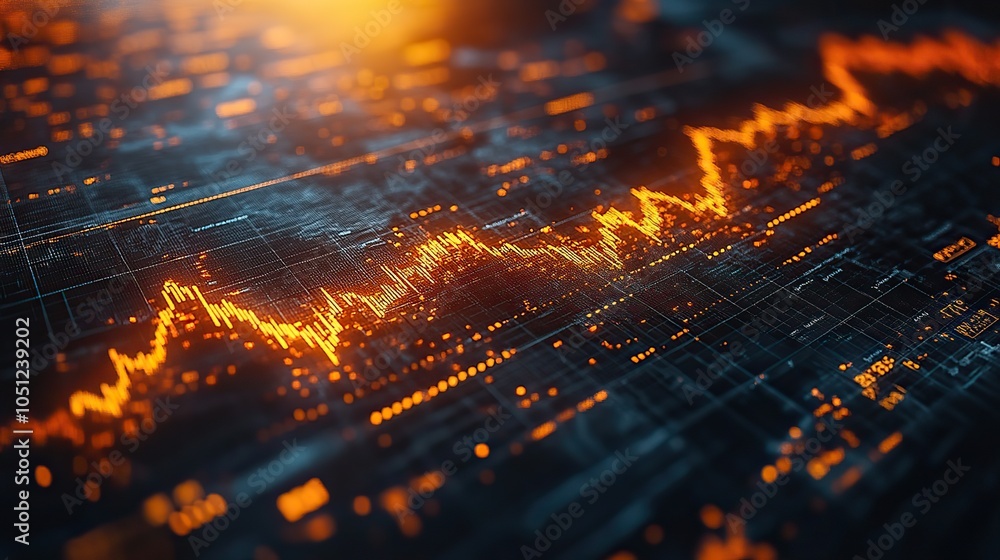 stock chart shows an upward trend, with houses and arrows representing ...