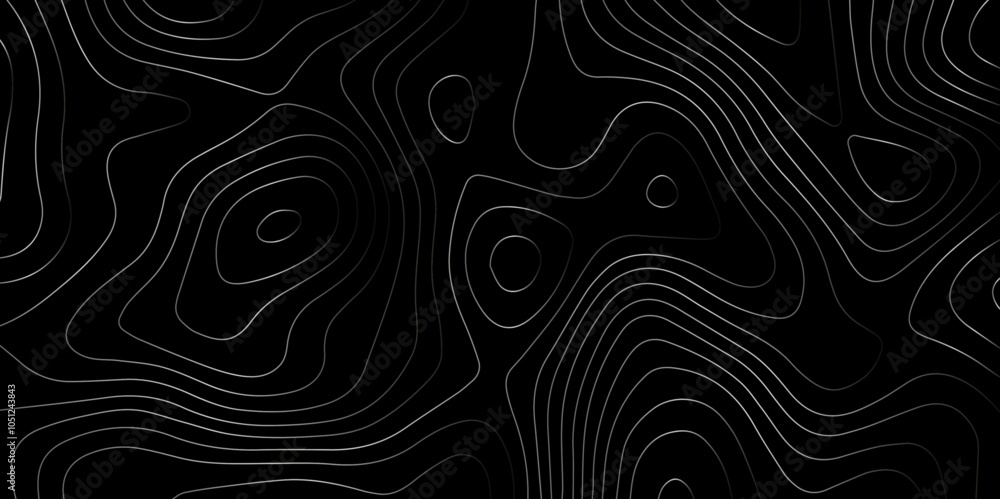 Abstract gradient multicolor on black background with Topographic line ...