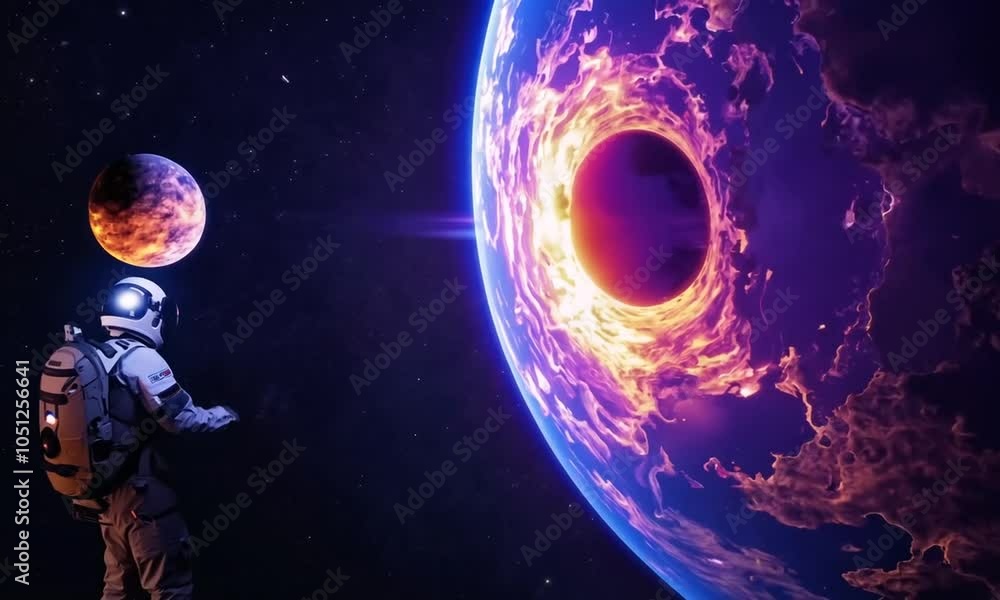 Astronaut watches destruction of a discovered alien planet in space ...