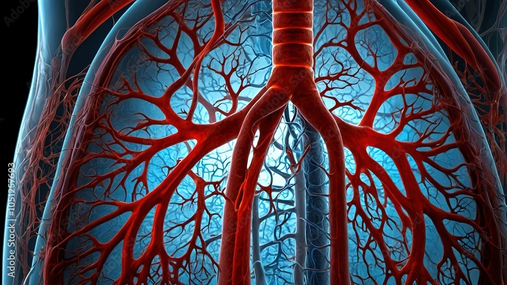 Pulmonary Vasculature: Arteries, Veins, and Vessels of the Lungs Stock ...