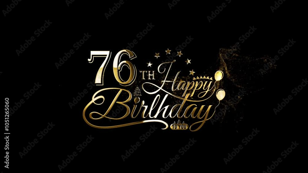Abstract Happy 76th Birthday, Handwritten Happy Birthday Text Animation ...