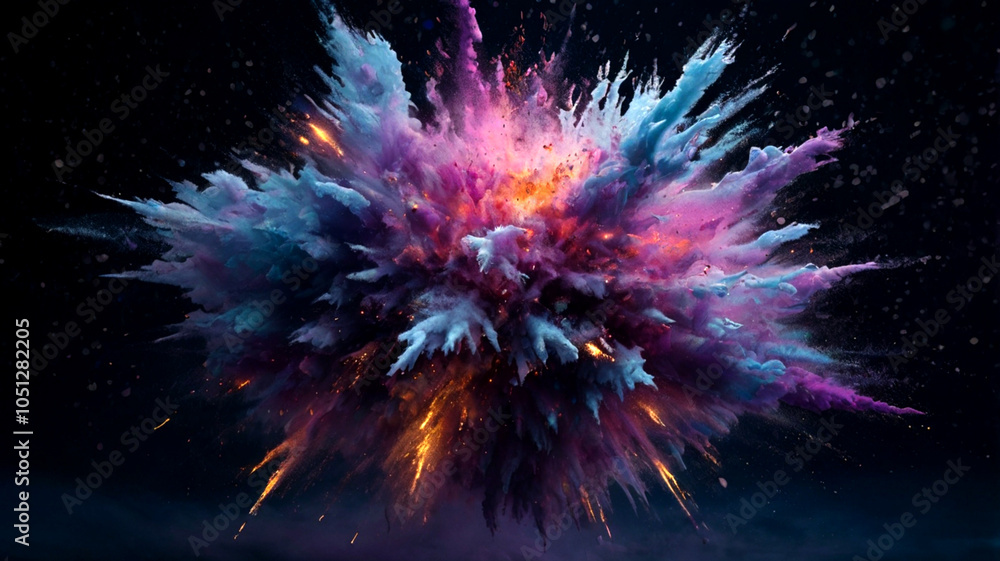 Abstract Vivid colorful Powder Explosion Art with Rainbow of Colors ...