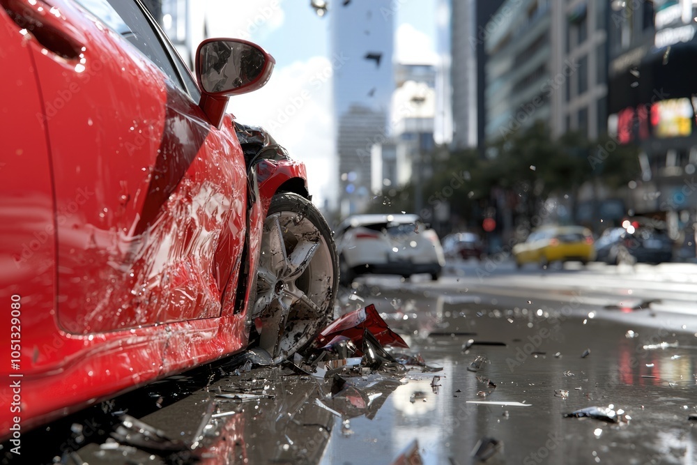 Damaged car: the aftermath of collisions and mishaps, crumpled metal ...