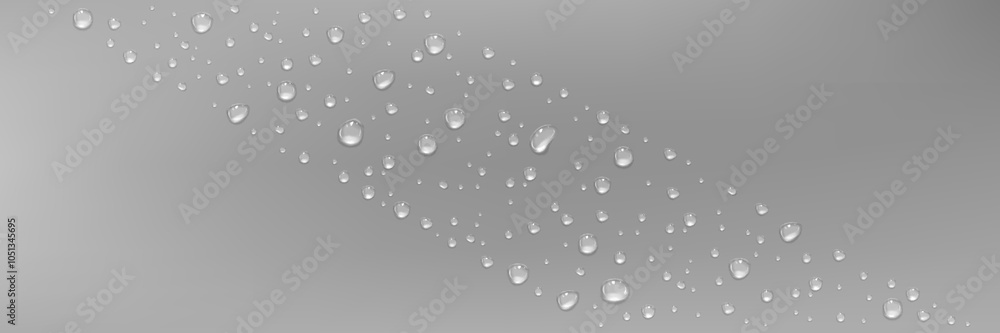 Water droplets on gray glossy surface. Background with diagonal ...