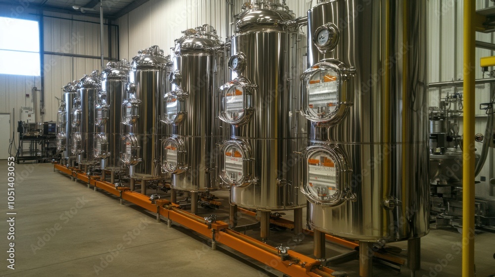 Stainless steel bioreactors industrial setting used bioprocessing ...