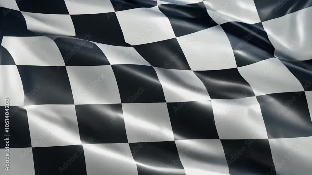 A thrilling scene unfolds checkered flag waves energetically wind ...